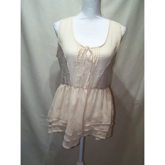 American Rag | Tops | American Rag Top Boho Babydoll Tan Medium Sheer ...